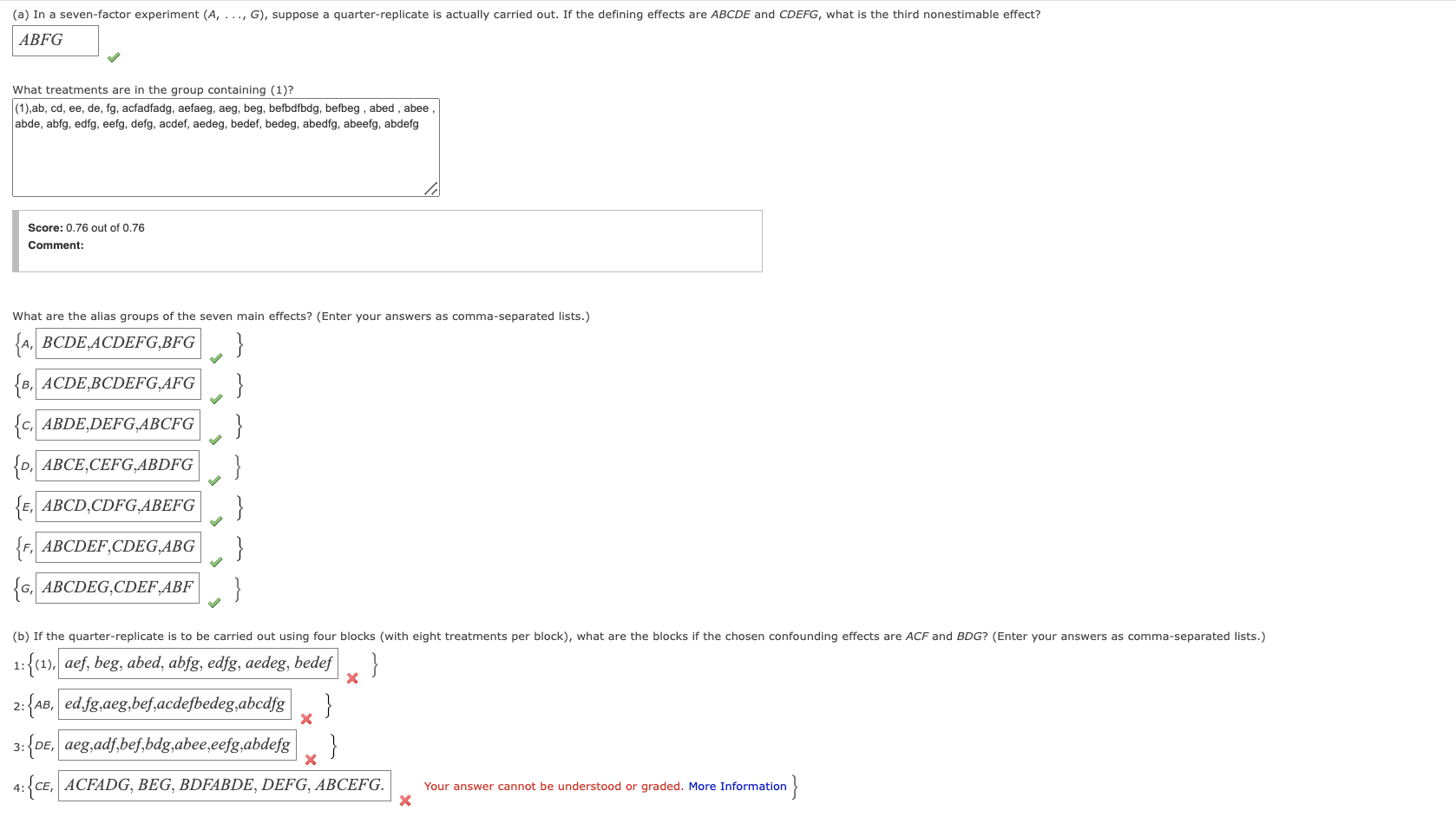 Solved What treatments are in the group containing (1)? (1), | Chegg.com
