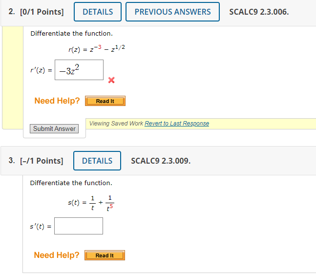 Solved 2. [0/1 Points ] Differentiate the function. | Chegg.com