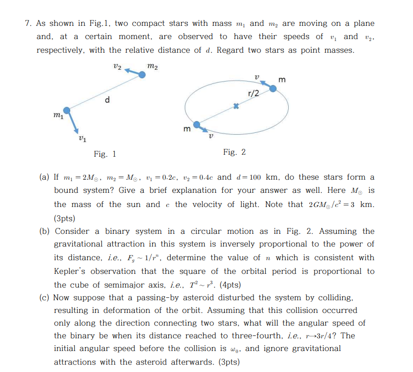Solved 7. As shown in Fig.1, two compact stars with mass m1 | Chegg.com