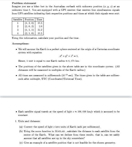 Problem statement Imagine you are a hiker lost in the | Chegg.com