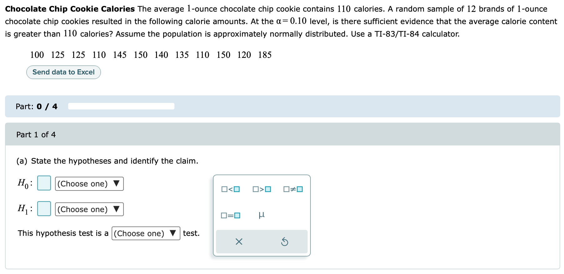 Solved Chocolate Chip Cookie Calories The average 1-ounce | Chegg.com