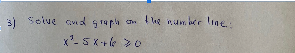 Solved 3 on the number line: 3) Solve and graph x²5x+le> 0 | Chegg.com