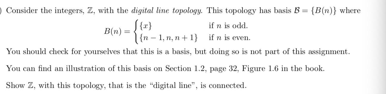 Solved Consider the integers, Z, with the digital line | Chegg.com