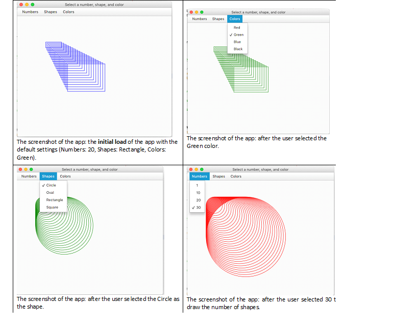 Solved Ex02: Draw a set of figures with menu options. [40%] | Chegg.com