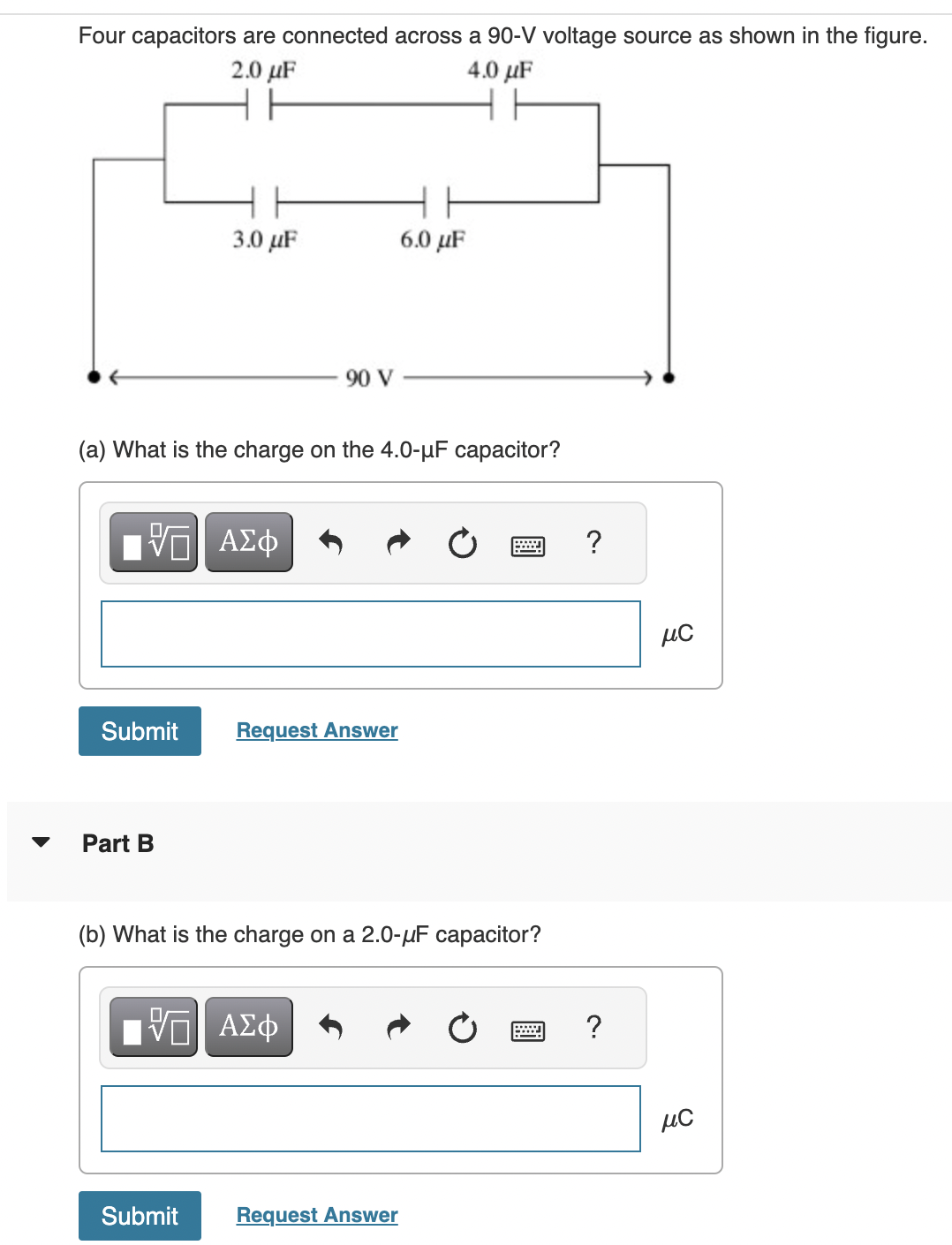 Solved (a) What is the charge on the \\( 4.0-\\mu | Chegg.com