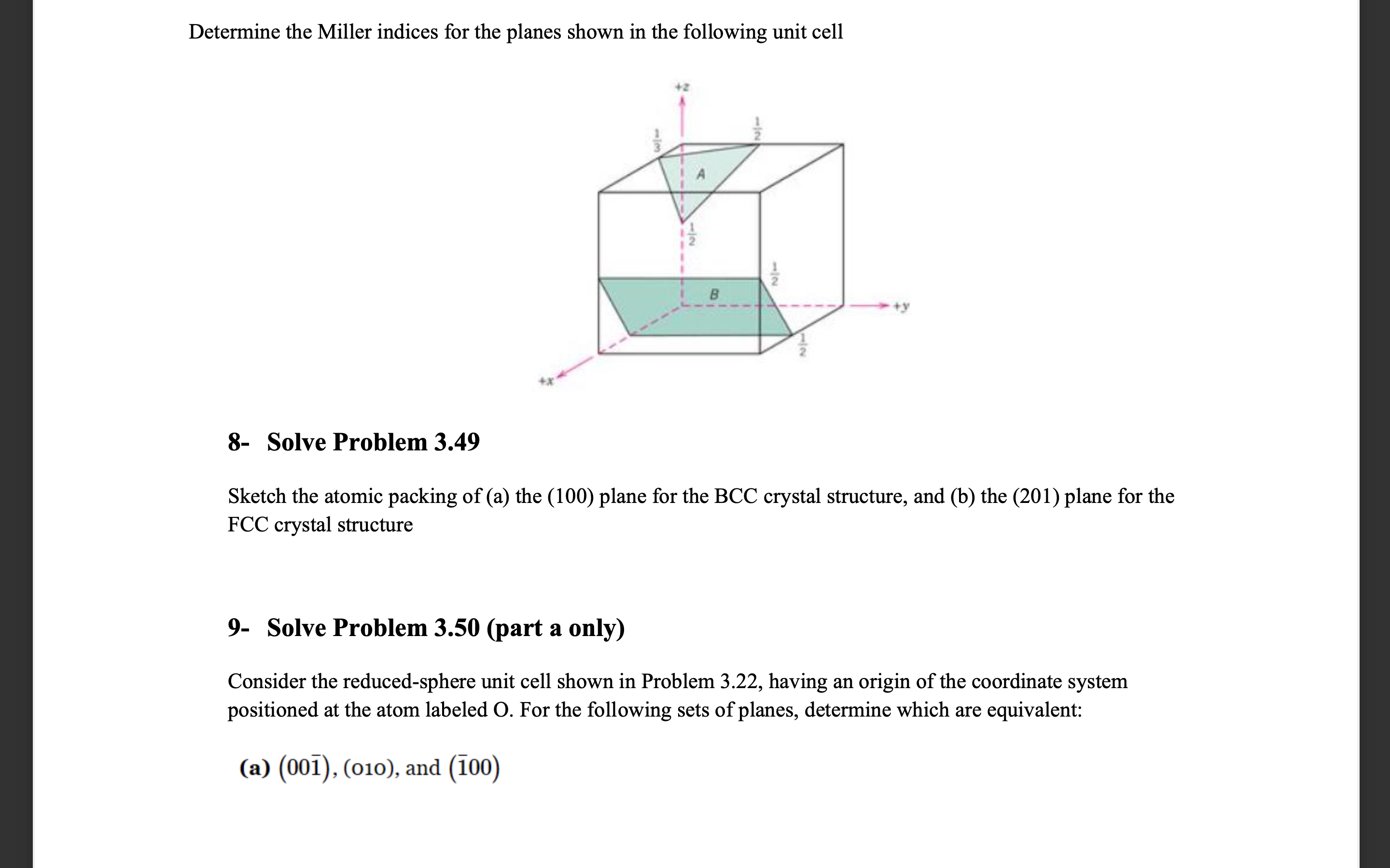 Solved Determine the Miller indices for the planes shown in | Chegg.com