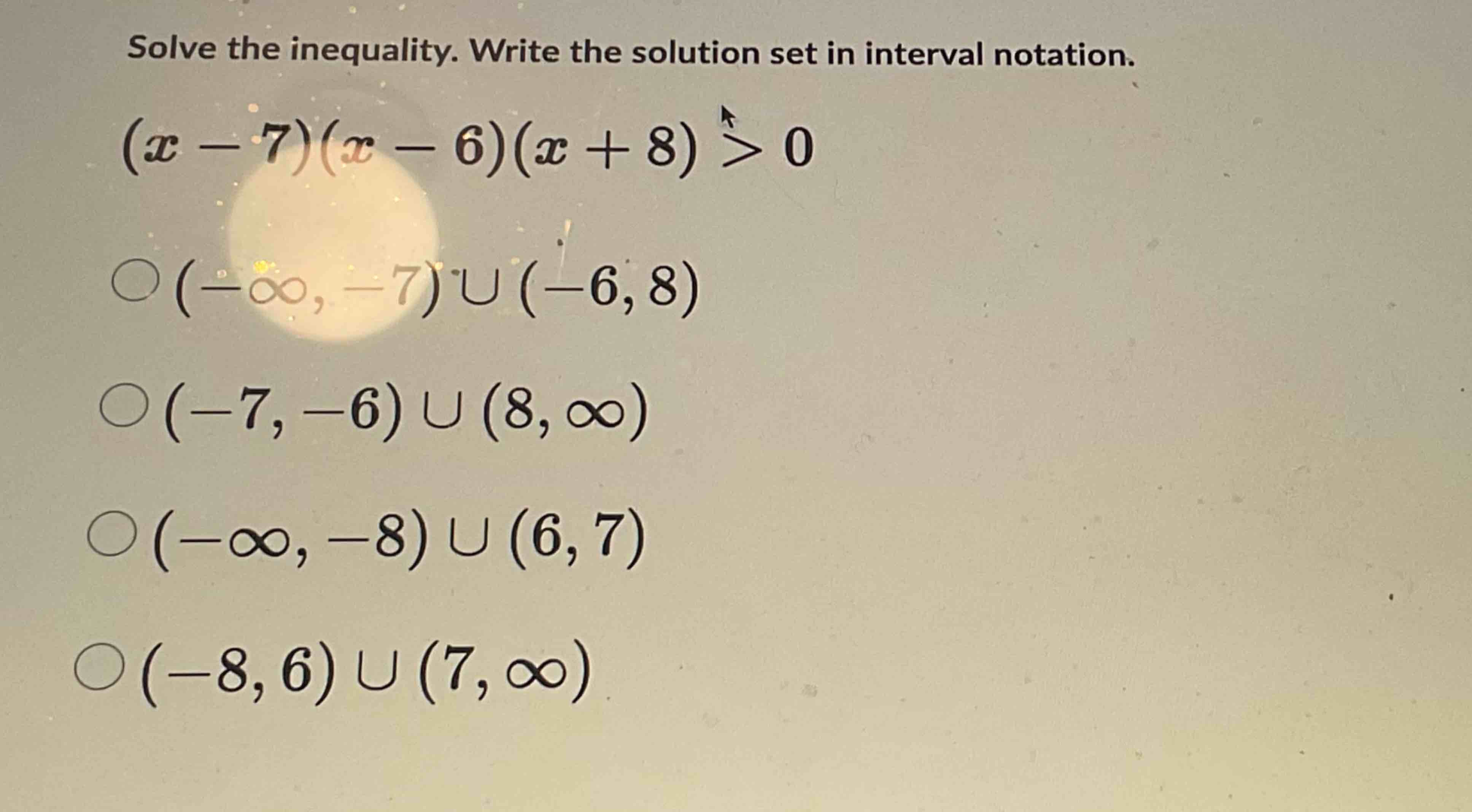 Solved Solve the inequality. Write the solution set in | Chegg.com