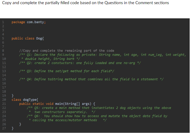 Solved Copy and complete the partially filled code based on | Chegg.com
