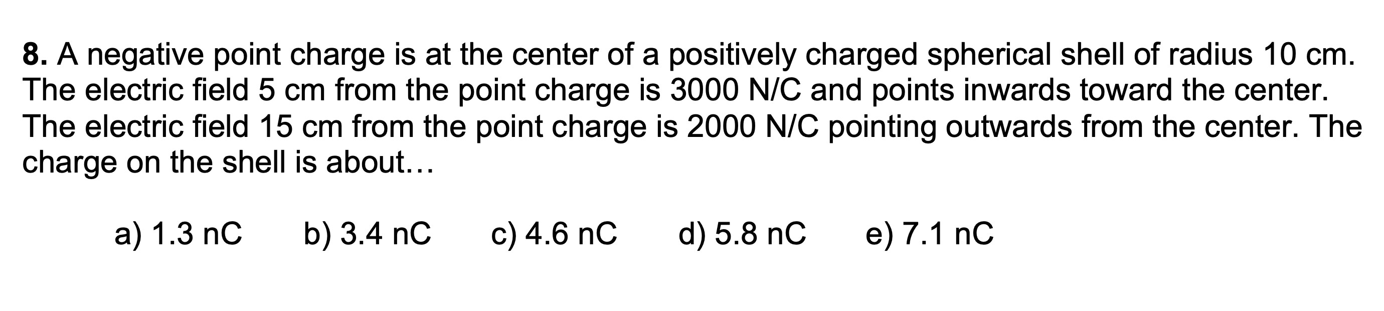 Solved 8. A negative point charge is at the center of a | Chegg.com
