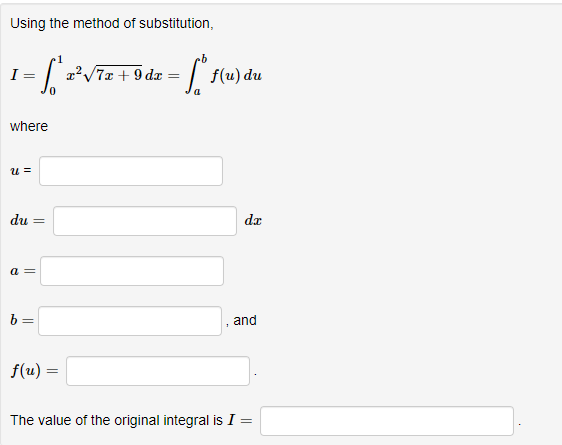 Solved Using the method of substitution, | Chegg.com