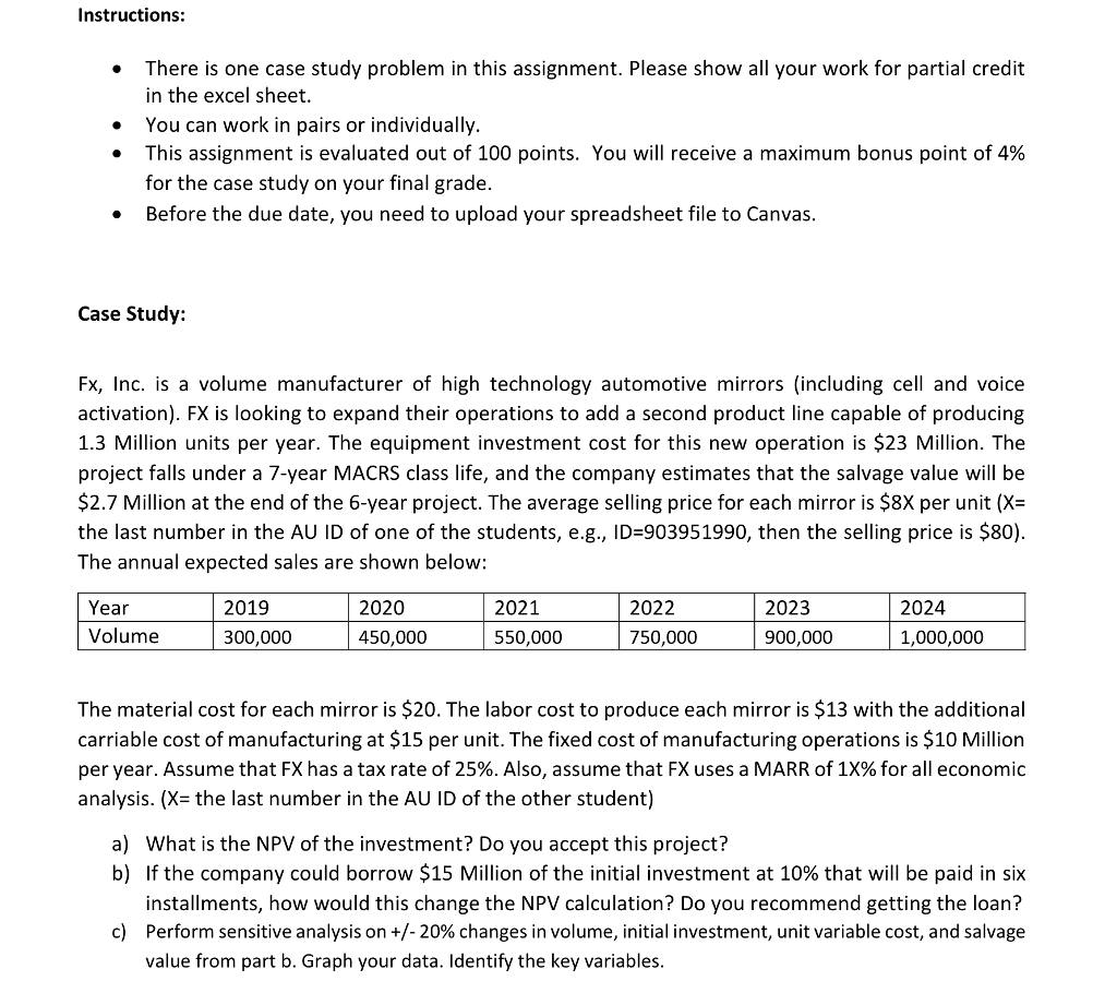 Solved Instructions There Is One Case Study Problem In This Chegg
