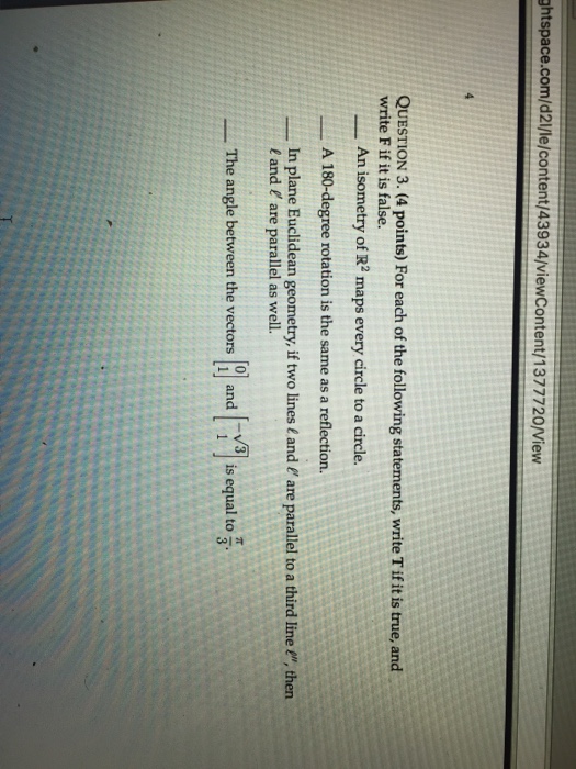 Solved For each of the following statements, write T if it | Chegg.com