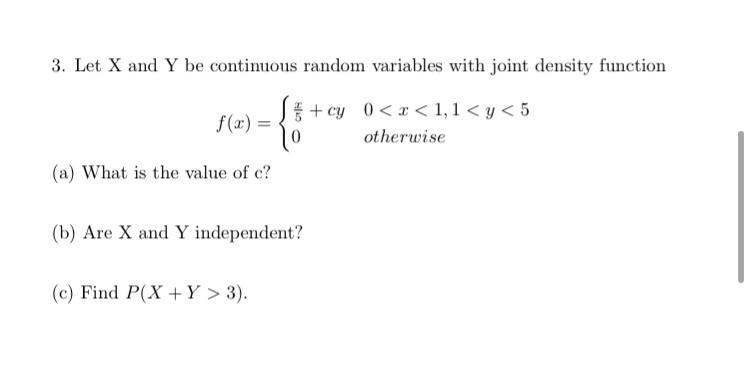 Solved 3 Let X And Y Be Continuous Random Variables With 3341