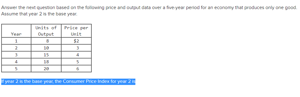 Solved Answer The Next Question Based On The Following Price 