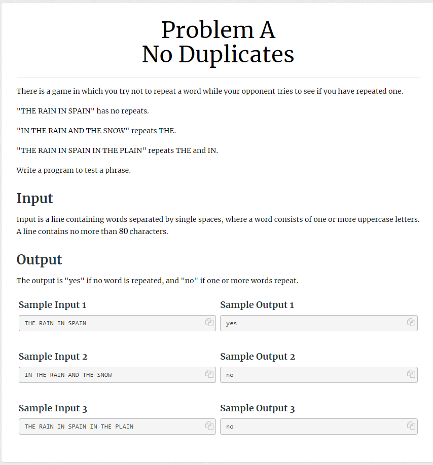Solved Problem A No Duplicates There is a game in which you | Chegg.com