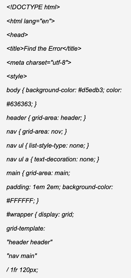 Solved html lang="en"> Find the Error
