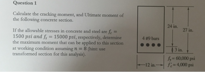 Solved Question 1 Calculate the cracking moment, and | Chegg.com