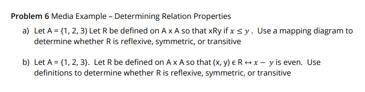 Solved Problem 6 Media Example - Determining Relation | Chegg.com