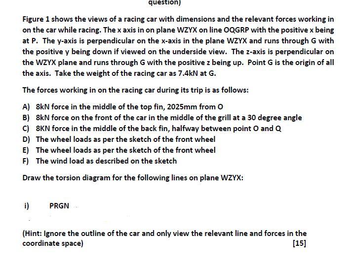 Solved question) Figure 1 shows the views of a racing car | Chegg.com