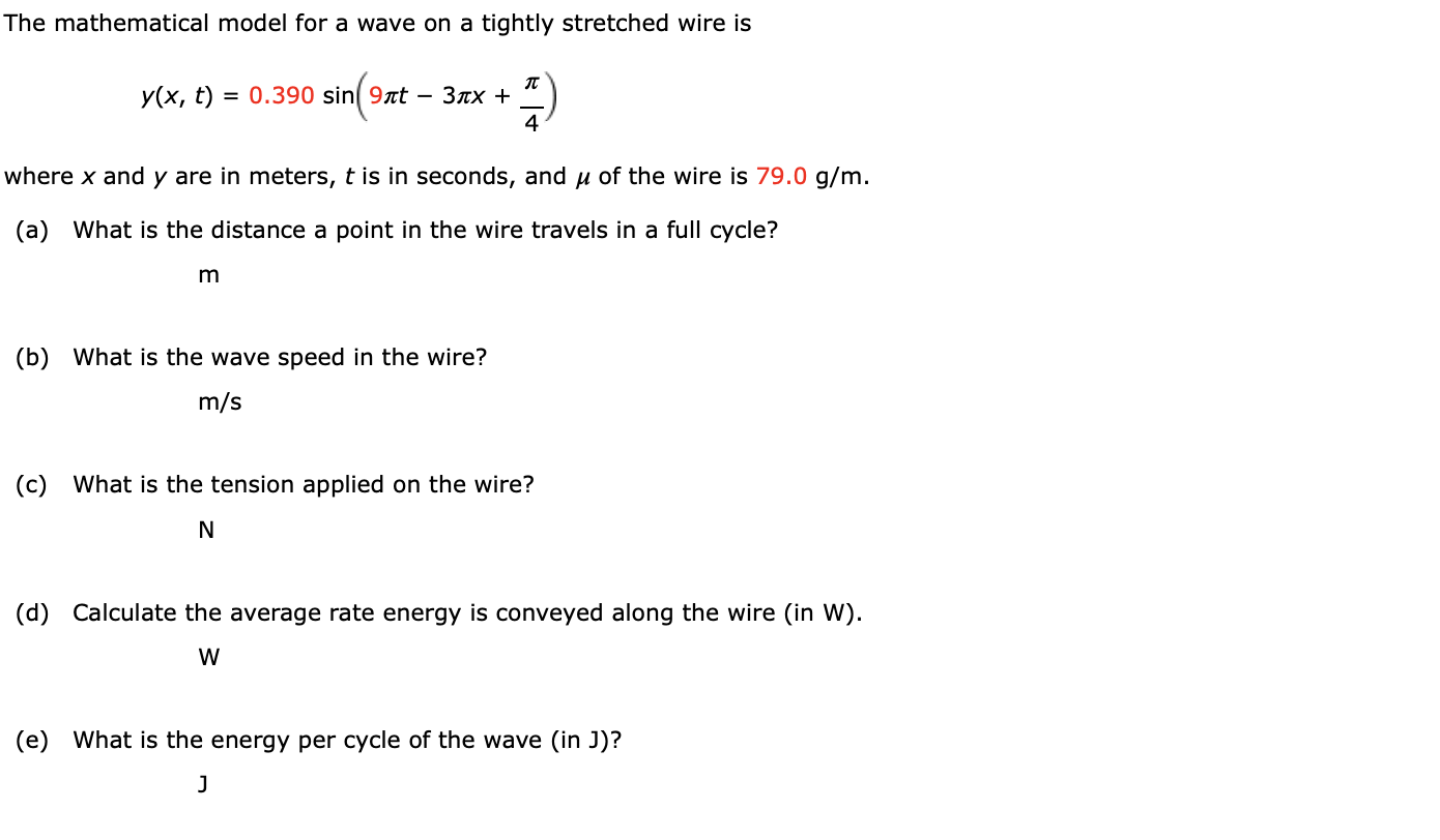 Solved The mathematical model for a wave on a tightly | Chegg.com