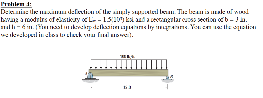 Determine The Maximum Deflection Of Simply Supported Beam Is Made Wood - The Best Picture Of Beam
