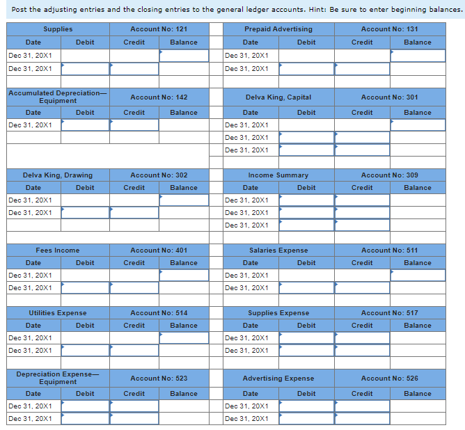 Solved A completed worksheet for The King Group is given | Chegg.com