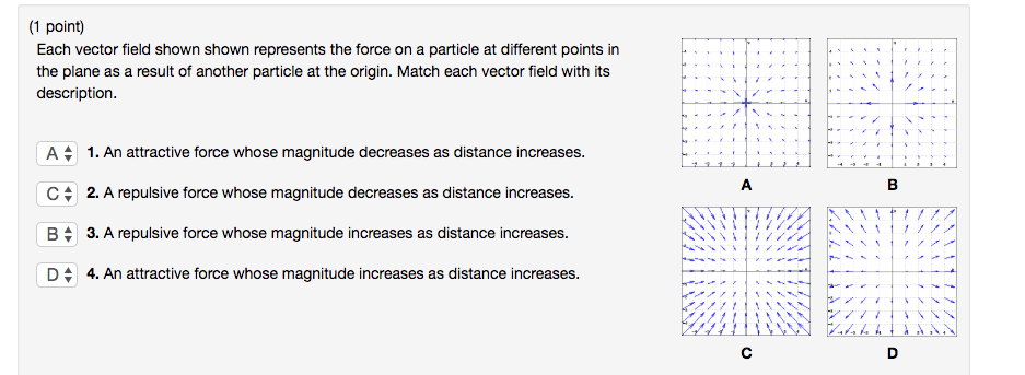 Solved (1 point) Each vector field shown shown represents | Chegg.com
