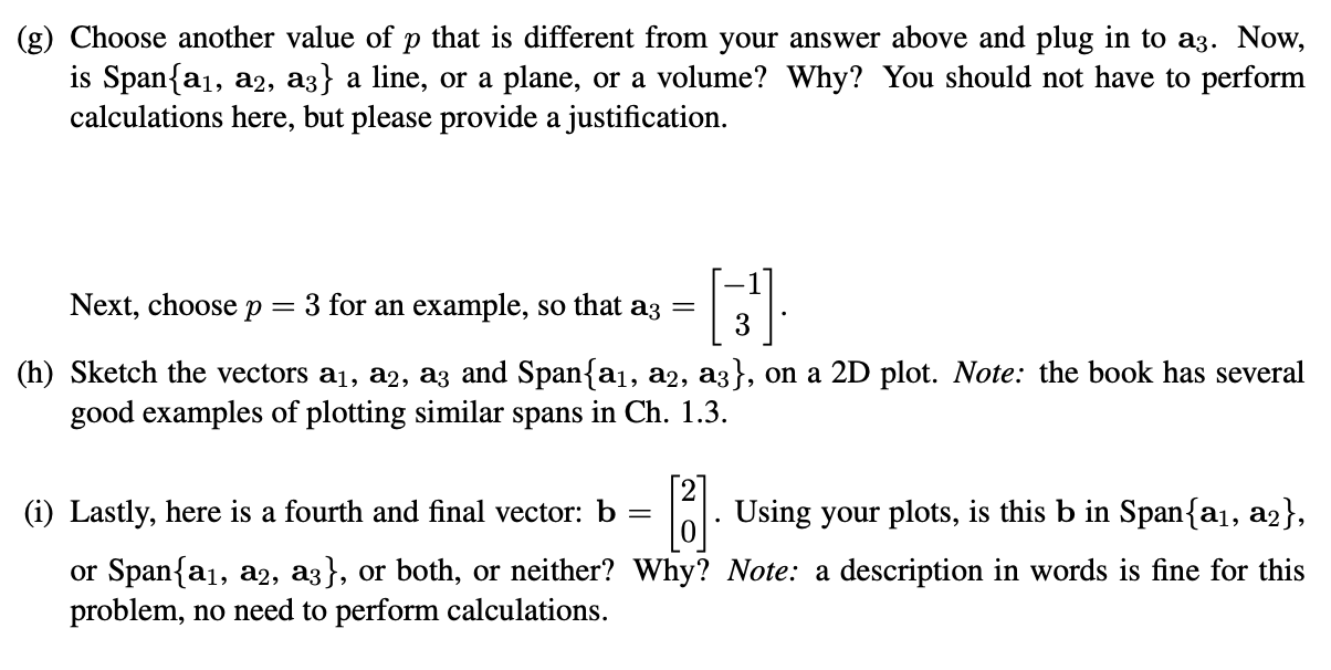 Solved 1. Span: intuition and calculations. Consider the two | Chegg.com