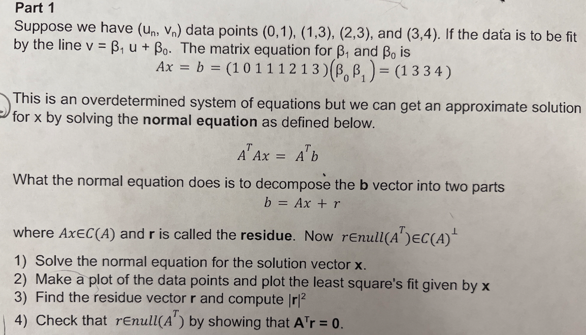 Solved Suppose we have (un,vn) data points | Chegg.com