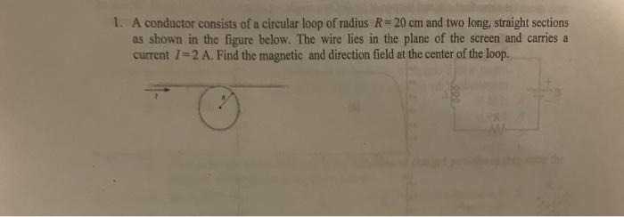 Solved 1. A conductor consists of a circular loop of radius | Chegg.com