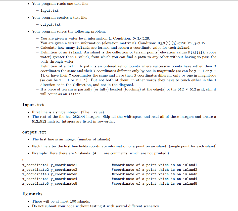 Your program reads one text file: - input.txt Your | Chegg.com