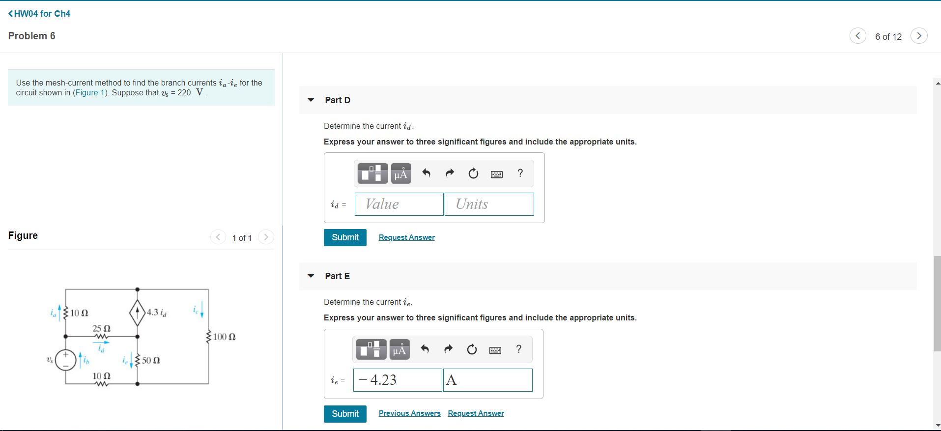 Solved Use the mesh-current method to find the branch | Chegg.com