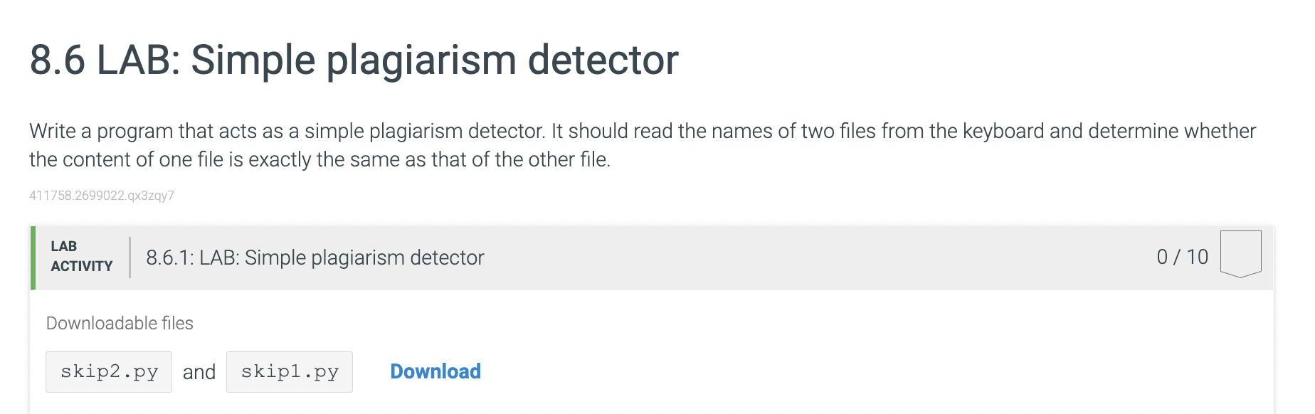 Solved 8.6 LAB: Simple plagiarism detector Write a program | Chegg.com