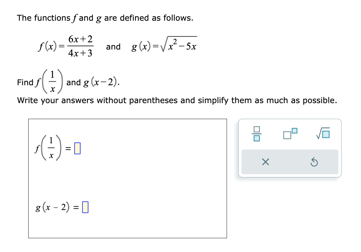 Solved The functions f and g are defined as follows. | Chegg.com