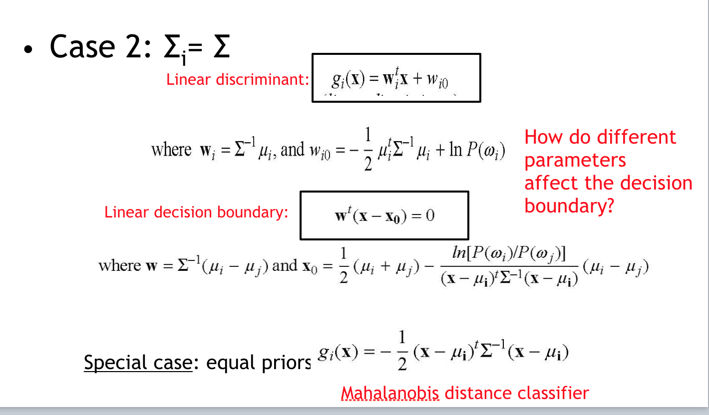 Case 2: Σ=Σ Linear discriminant: $:(1) = w/x+ win 1 | Chegg.com