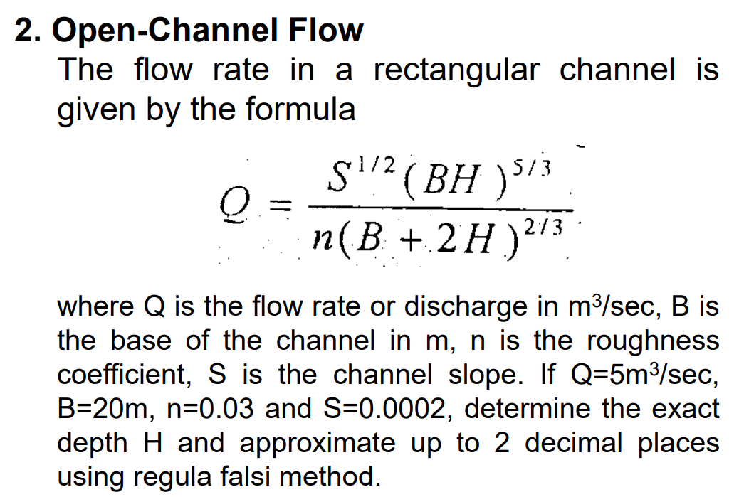 Solved 2. Open-Channel Flow The flow rate in a rectangular | Chegg.com