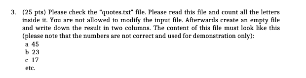 Solved 3. (25 pts) Please check the "quotes.txt" file. | Chegg.com