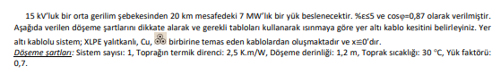 15 kV’luk bir orta gerilim şebekesinden 20 km | Chegg.com