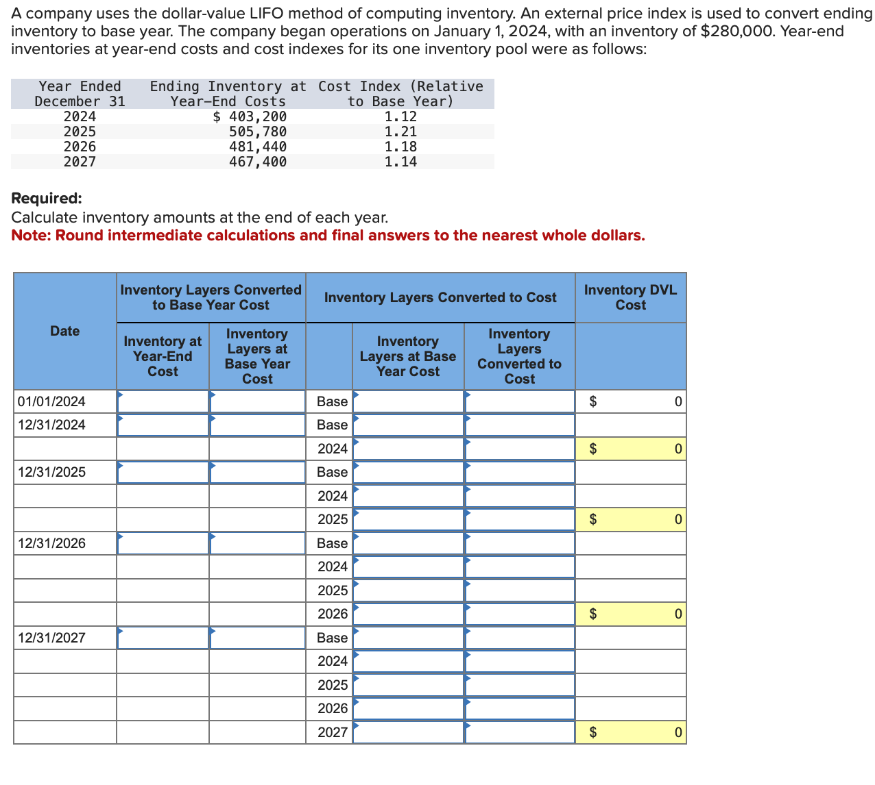 Solved A Company Uses The Dollar Value Lifo Method Of