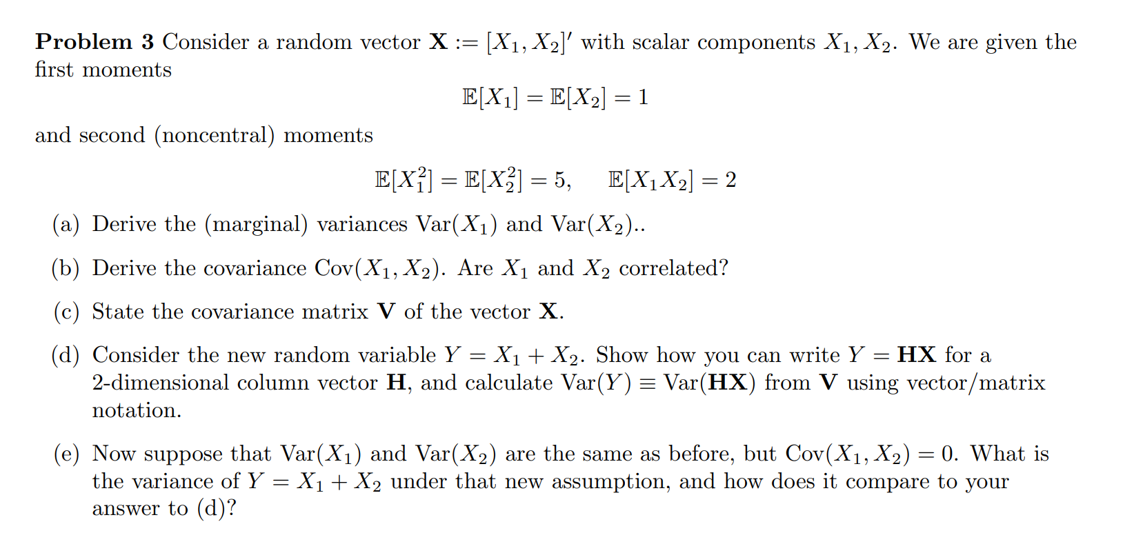 Problem 3 Consider a random vector X:=[X1,X2]′ with | Chegg.com