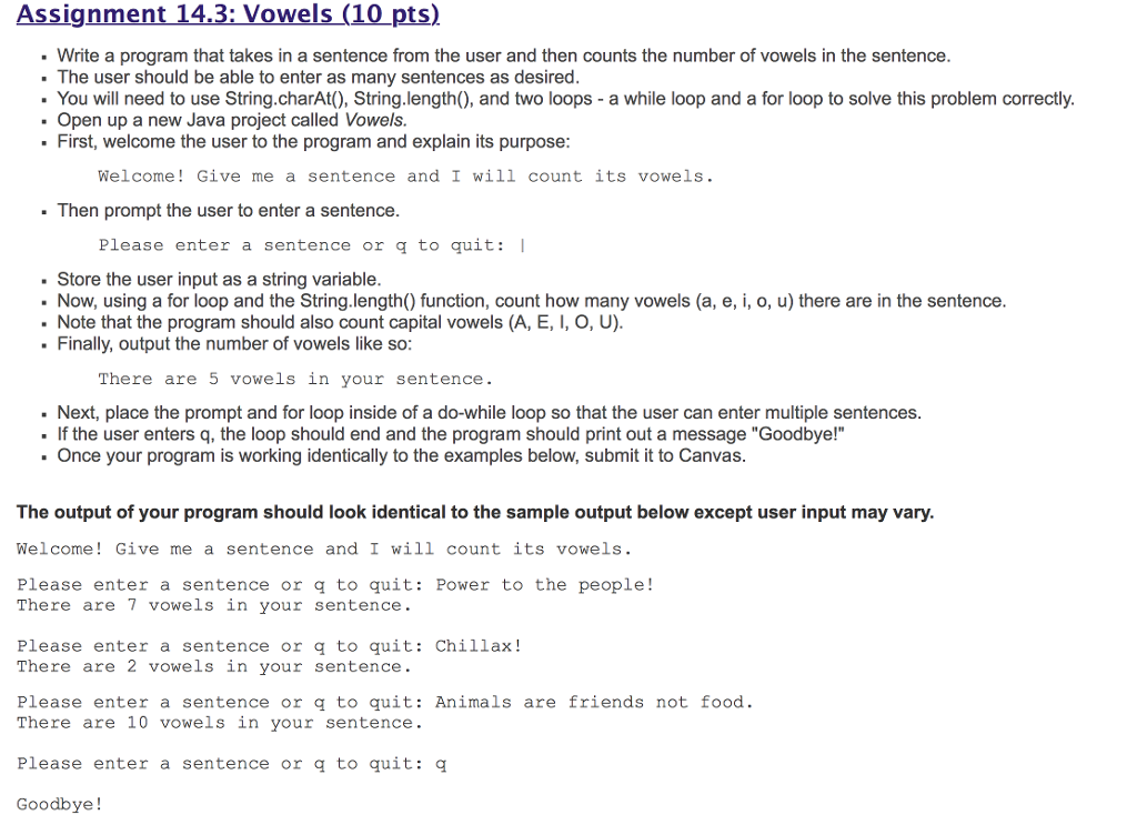 Solved Assignment 14.3: Vowels (10 pts) Write a program that | Chegg.com