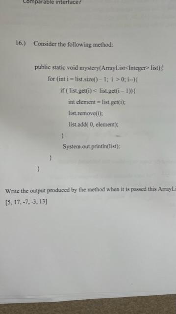 Solved 16.) Consider the following method: public static | Chegg.com
