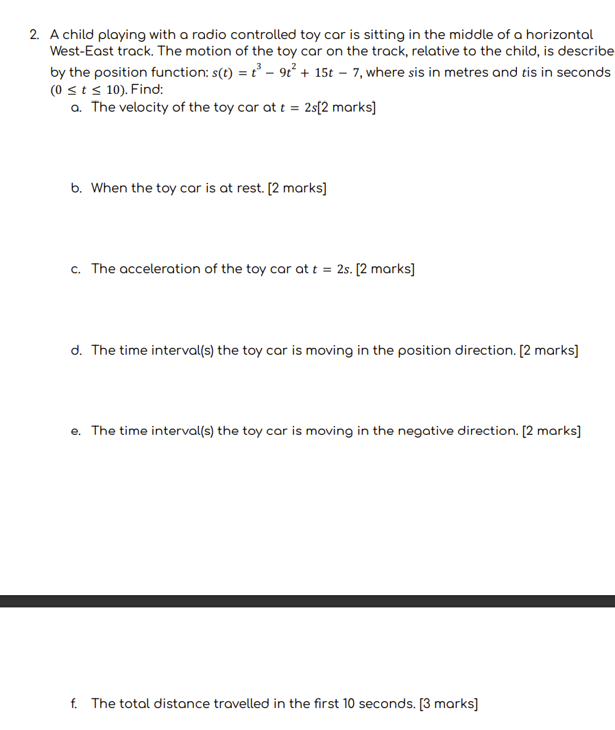 Solved 2. A child playing with a radio controlled toy car is | Chegg.com