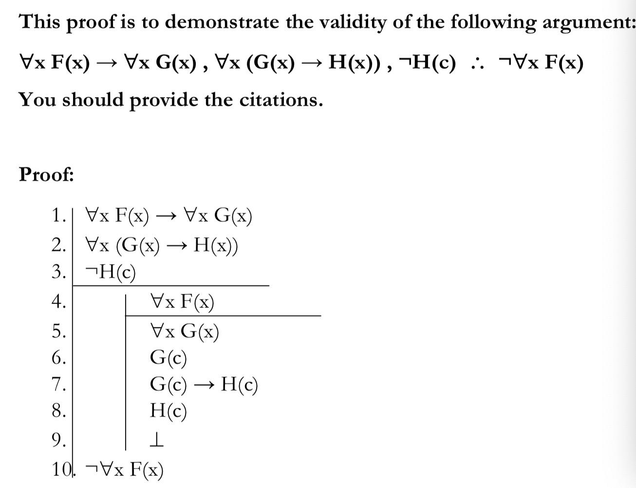 Solved This proof is to demonstrate the validity of the | Chegg.com
