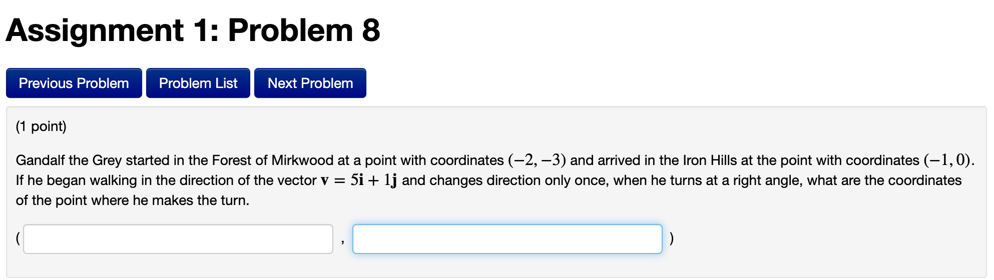 Solved Assignment 1: Problem 8 Previous Problem Problem List | Chegg.com