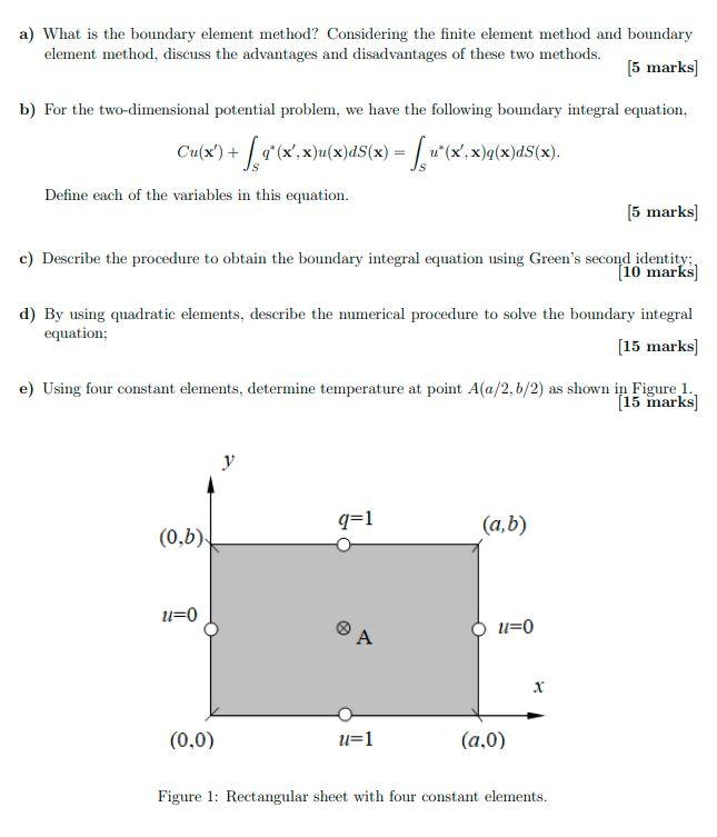 Solved a) What is the boundary element method? Considering | Chegg.com