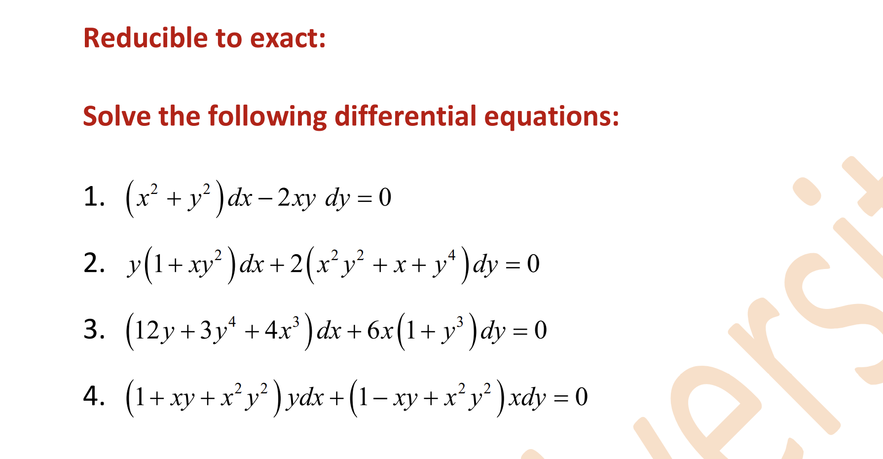 Solved Reducible to exact:Solve the following differential | Chegg.com