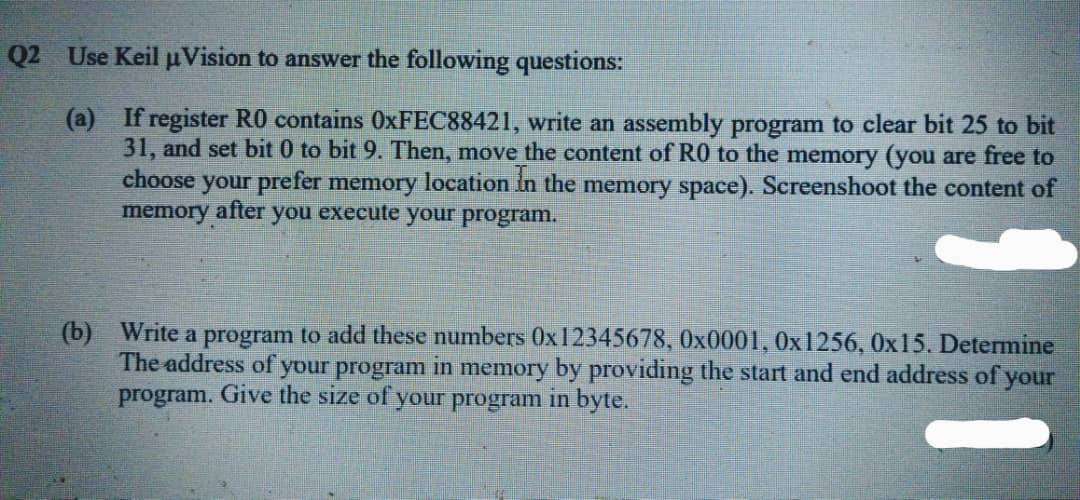 Q2 Use Keil u Vision to answer the following | Chegg.com