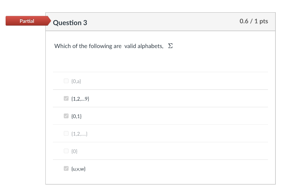 Solved Partial Question 3 0.6 / 1 pts Which of the following | Chegg.com