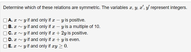 Solved Determine which of these relations are symmetric. The | Chegg.com
